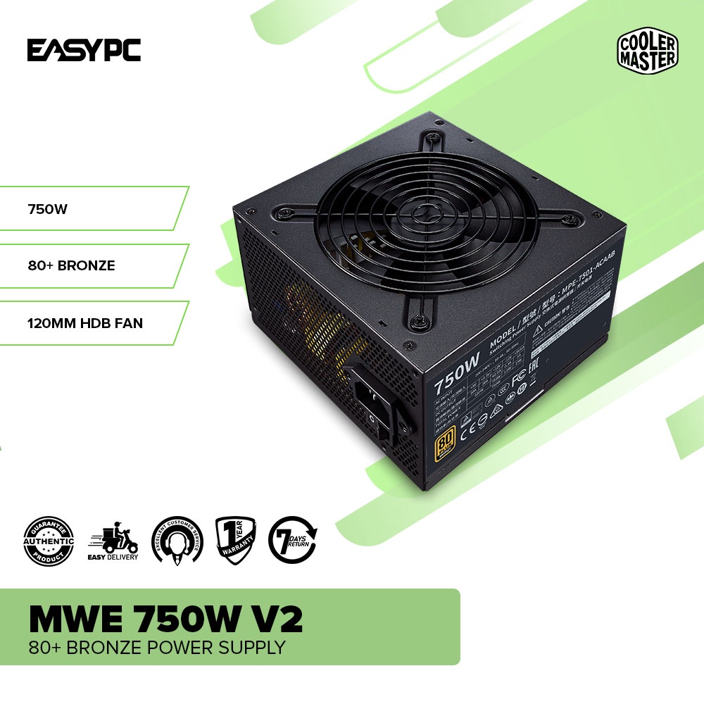 EasyPC | Coolermaster MWE750 750 watts Bronze / MWE 750W V2 80+ Bronze ...