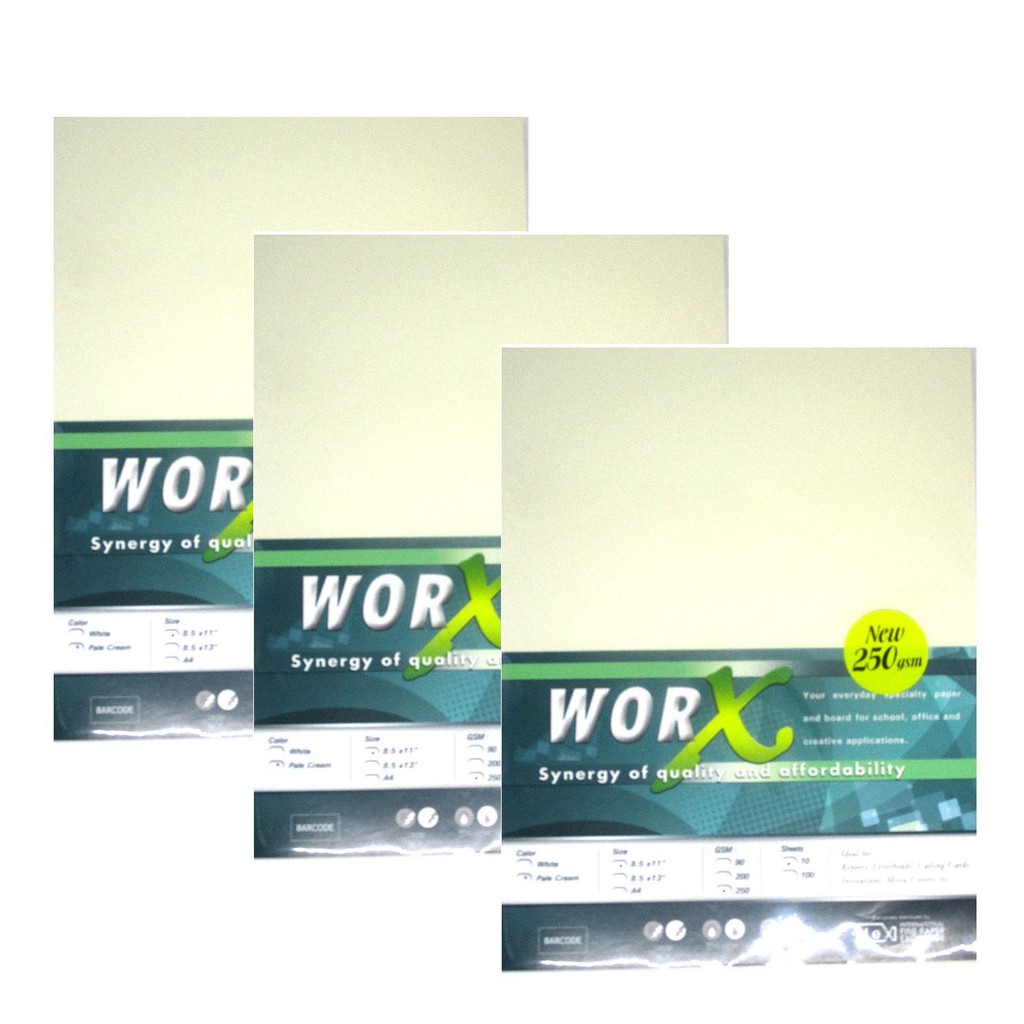 30 Sheets Worx Pale Cream Specialty Board 250gsm Size short (8 1/2" x ...
