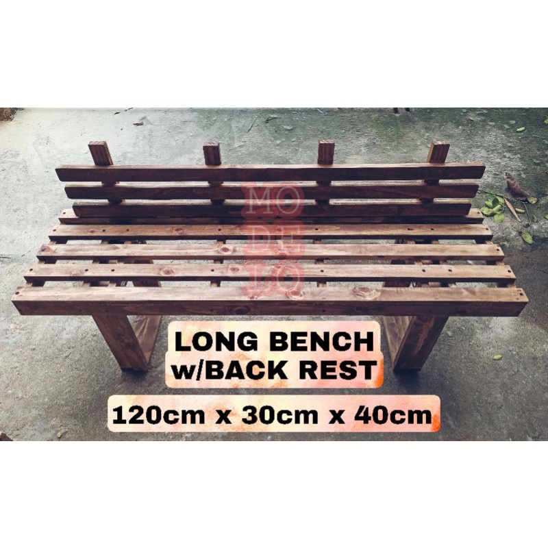 Wooden Long Bench With Low Back Rest Modern Nordic | Shopee Philippines
