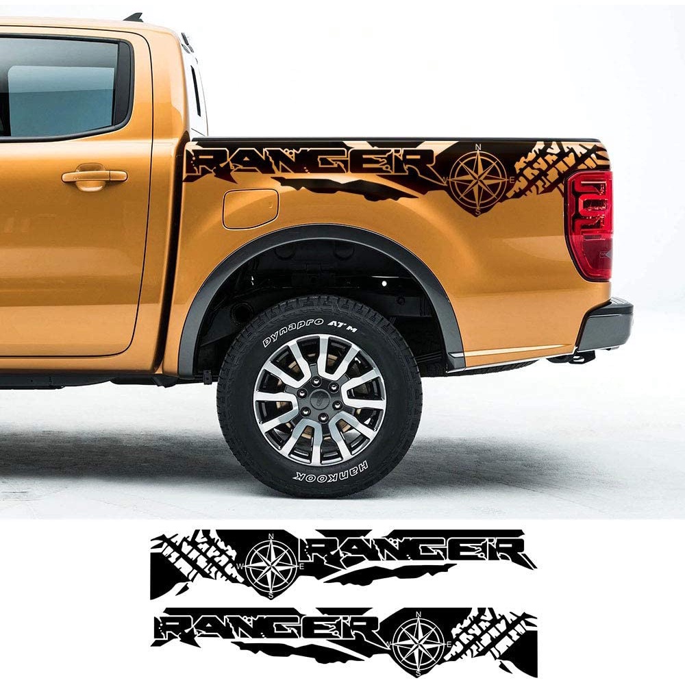 x2 Car Stickers Tire Print Compass Adventure Off Road Tail Vinyl ...