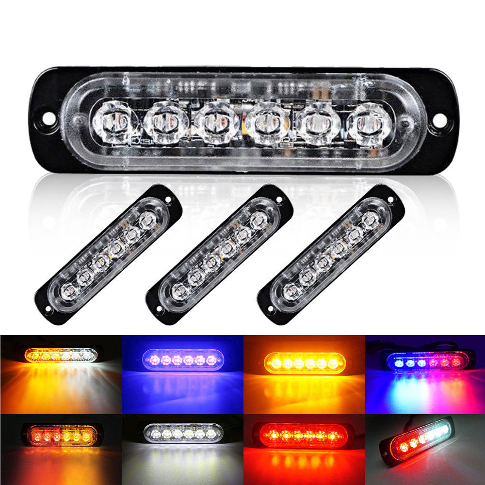 1Pc 6 LED Motorcycle Emergency Light Bar / Work Car Flash Side Strobe ...