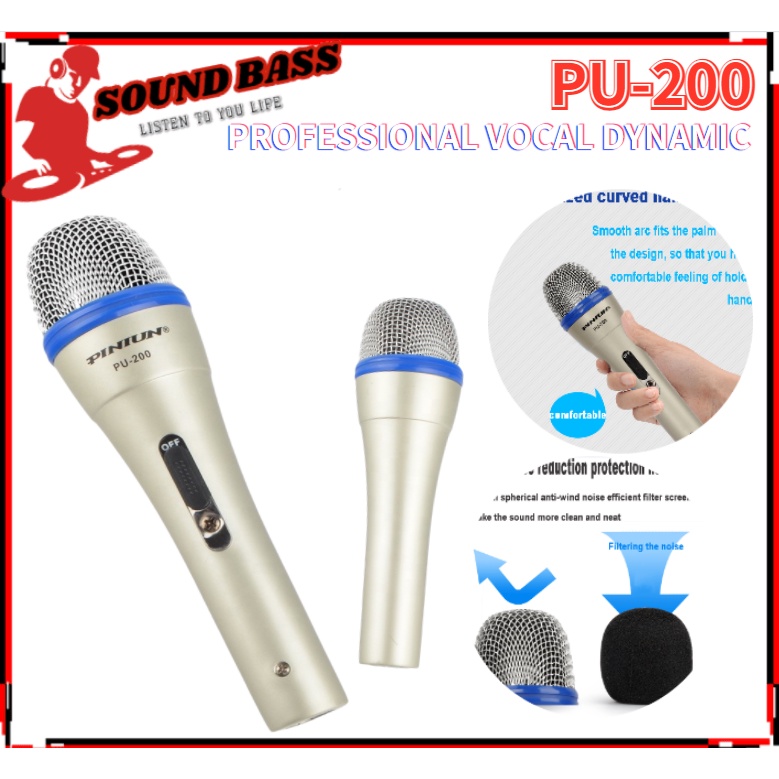 Pu-200 Professional Vocal Dynamic Karaoke Handled Microphone 6.35Mm With Stable and Clear Sound ...