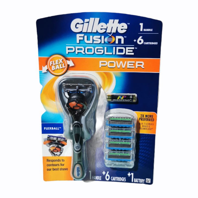 Gillette Fusion Proglide Razor, 1 Handle, 6 Cartridge, plus 1 Battery ...