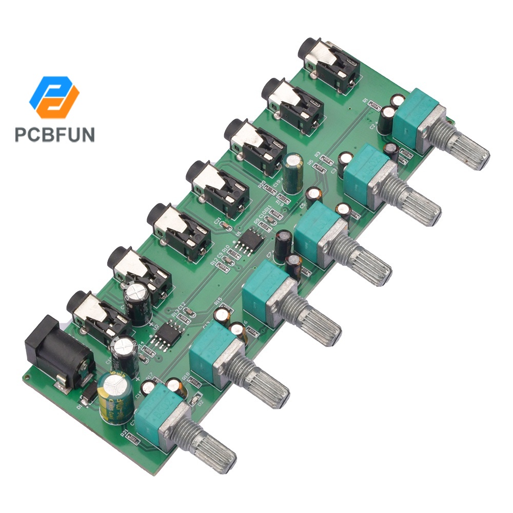 Pcbfun Dc5-20V Stereo Mixer Mixing 6 Channels 1 Output Board + Knob Cap ...