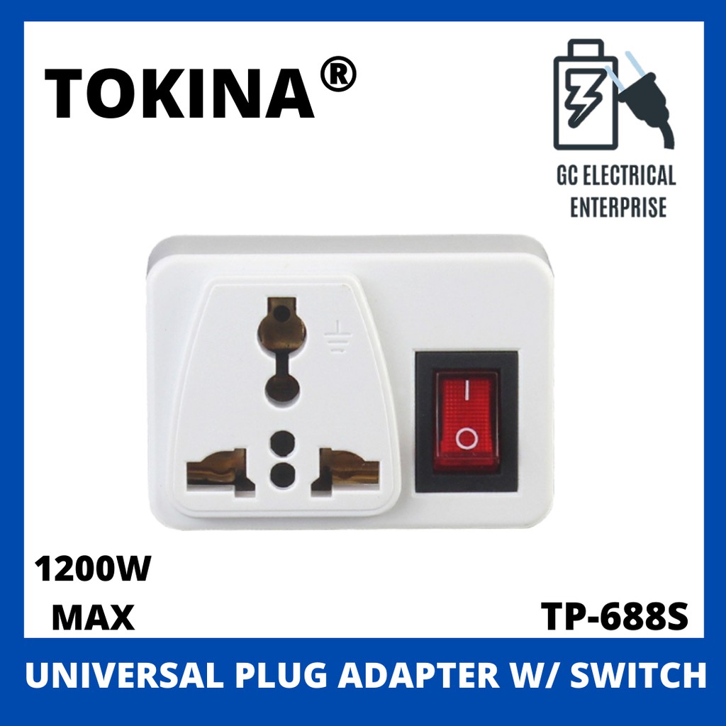 Tokina 2 FLAT PIN ELECTRICAL POWER PLUG WITH ON/OFF POWER SWITCH ...