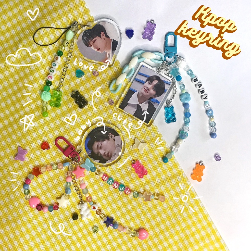 (Kpop binder keyring) customized bead keyring/keychain with picture ...