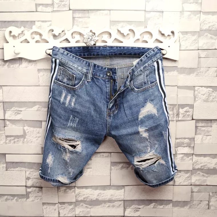Tattered Ripped Denim Shorts Men's Fashion 7551 | Shopee Philippines