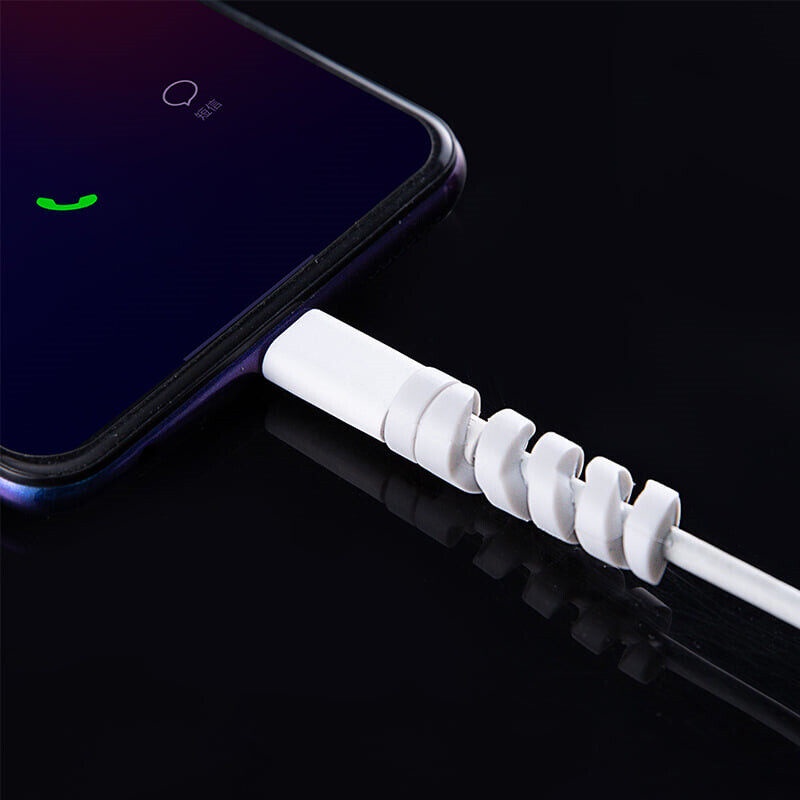 USB Cable Management Spiral Cable Protector Silicone Bobbin Winder Wire ...