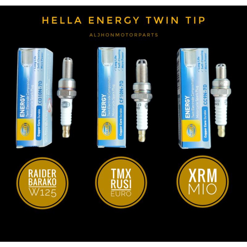 HELLA ENERGY SPARK PLUG TWIN TIP / Double Tip XRM MIO TMX Raider Barako ...
