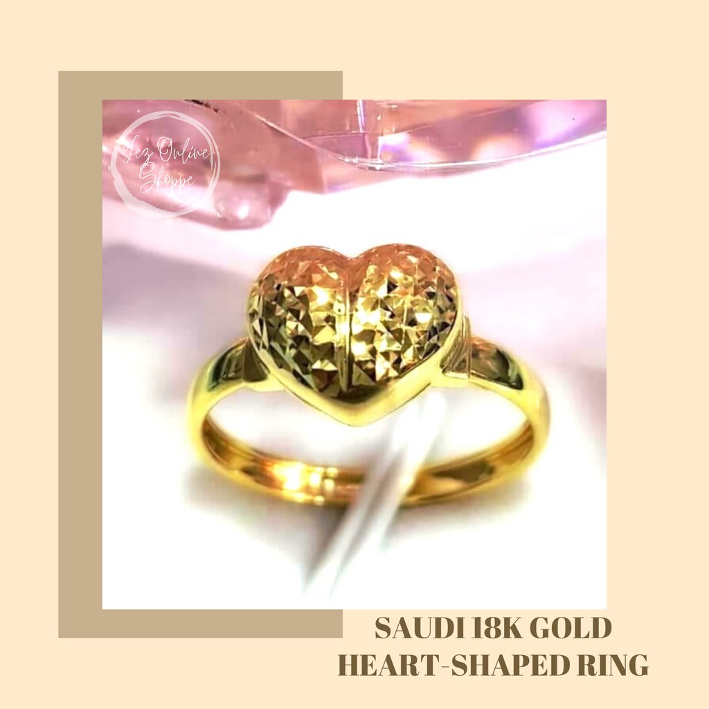 Luxury Pawnable High-Quality Saudi 18k Gold Heart-Shaped Jewelry Ring ...
