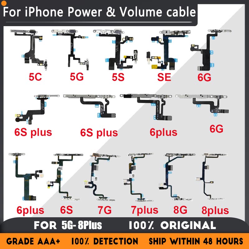Power Volume Flex For iPhone 6 6s 7 8 Plus 5 5C 5s SE 7G 8G Mute and Volume Button Switch Key ...