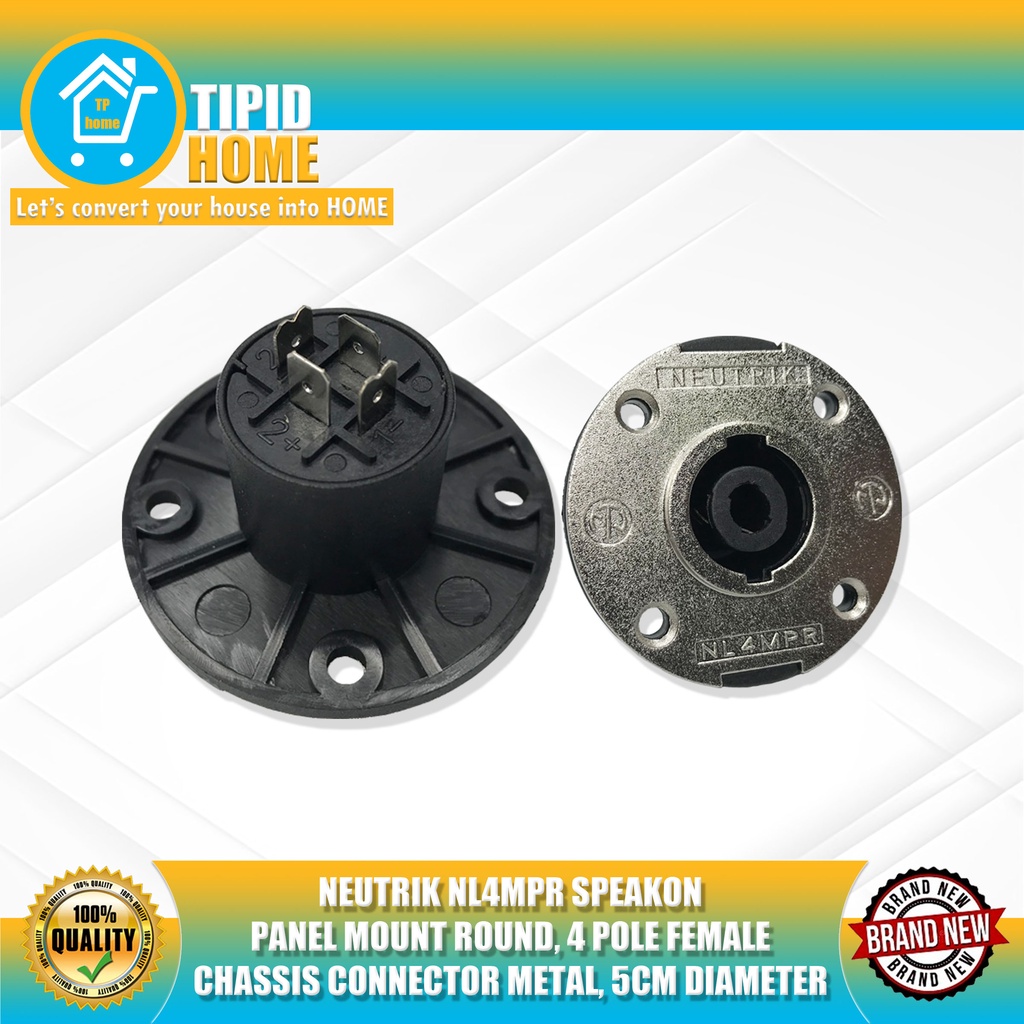 NEUTRIK NL4MPR SPEAKON PANEL MOUNT ROUND, 4 POLE FEMALE CHASSIS ...