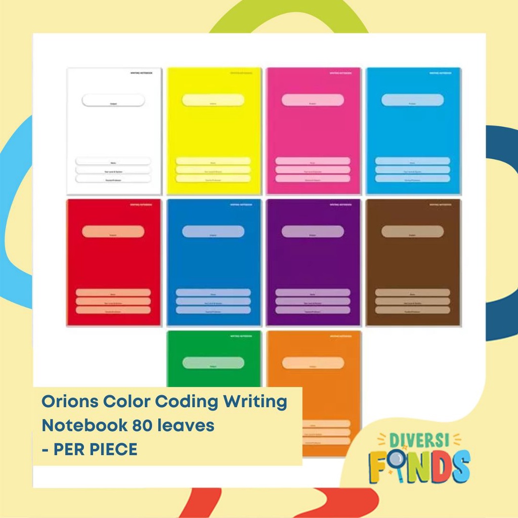 1pc Orions Color Coding WRITING Notebook W/Plastic Jacket 80lvs ...