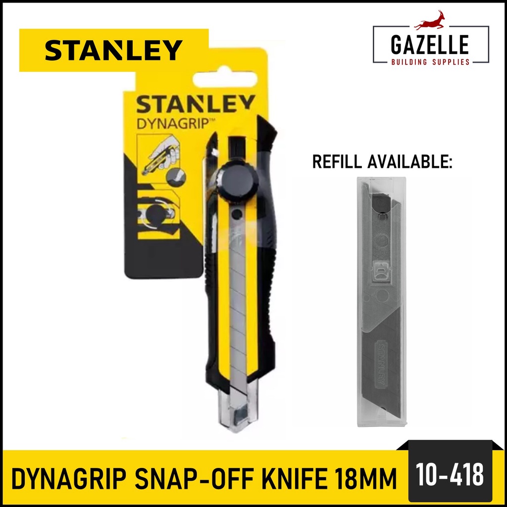 Stanley Cutter Dynagrip Snap-Off Knife Multipurpose Heavy Duty -18mm Blade Refill 10-418 / 11 ...