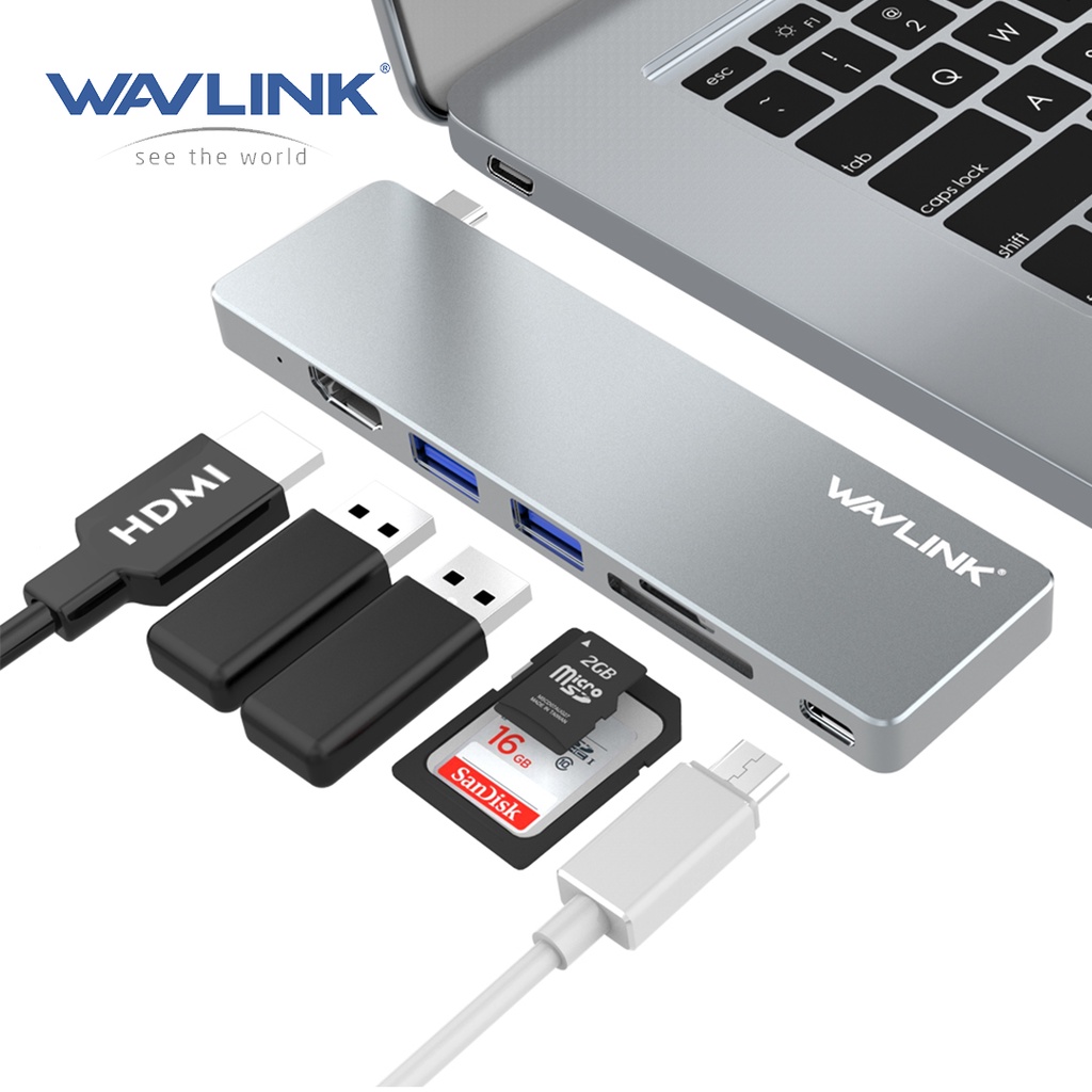 Wavlink USB-C Hub Adapter Dongle, Aluminum Multi-Port Mini Dock with ...