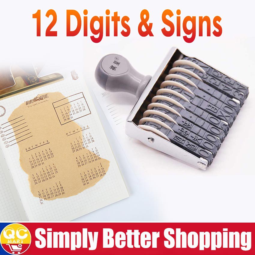 12 Digit Date Design Stamp Numbering Machine Roller Stamp Seal Emboss ...
