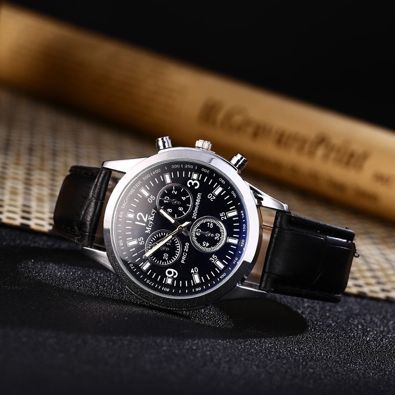 Relo Casual Simple Design Men's Round Dial Leather Strap Quartz Watch ...