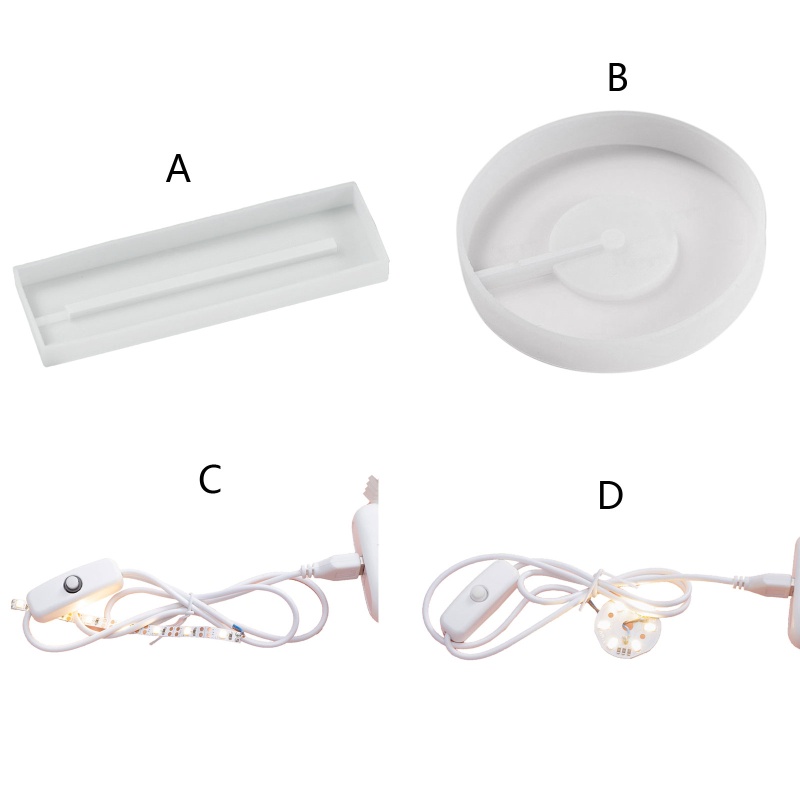 SIY Round Rectangle Shape Light Base Silicone Mold Resin Molds Epoxy UV ...