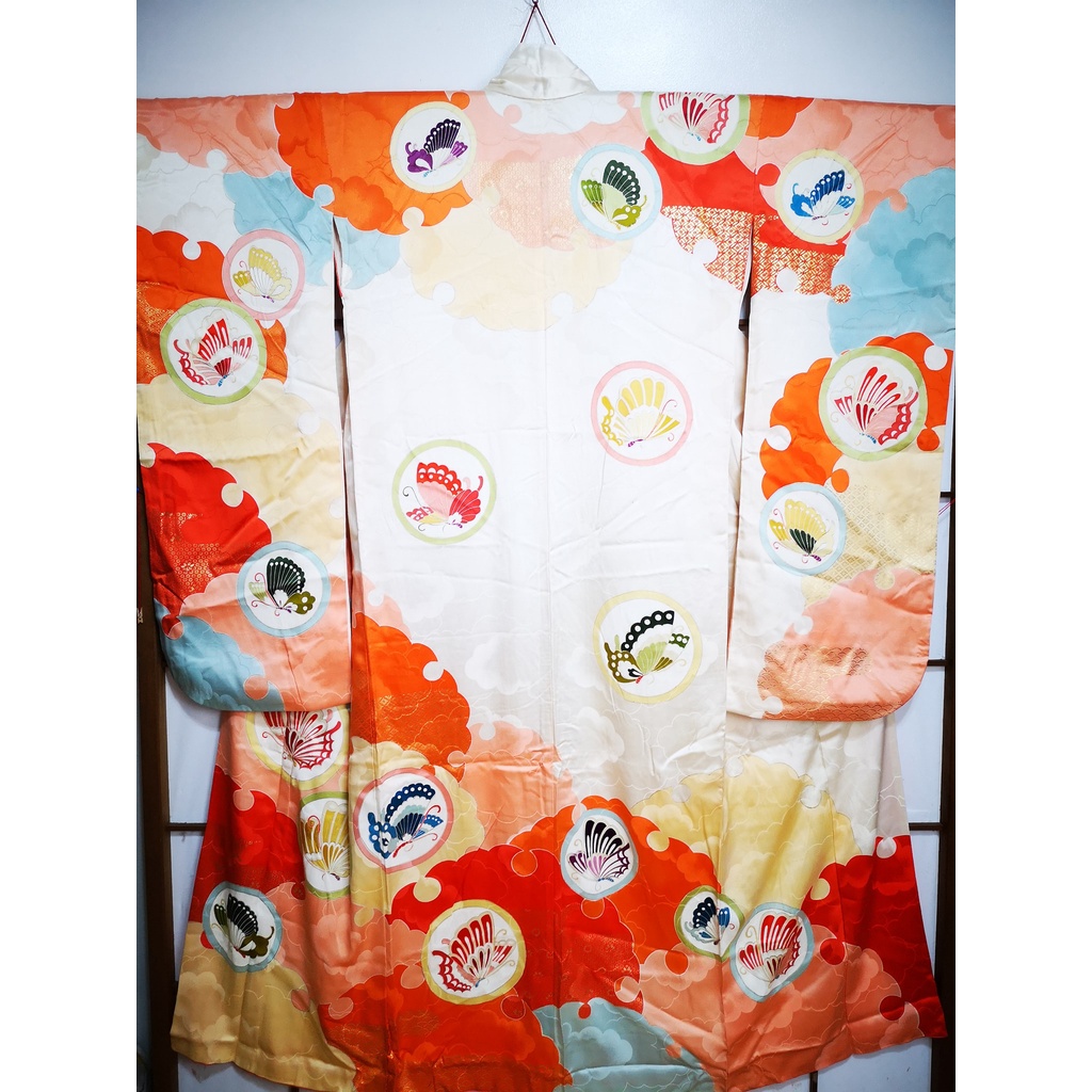 MiyokoLouisse "BUTTERFLY CRESTS AND SNOW FLAKES" Furisode Kimono ...