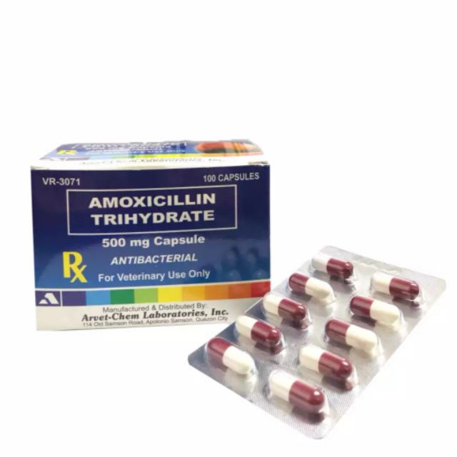 10 capsules Arvet - Chem Amoxicillin Trihydrate 500mg Antibacterial for ...