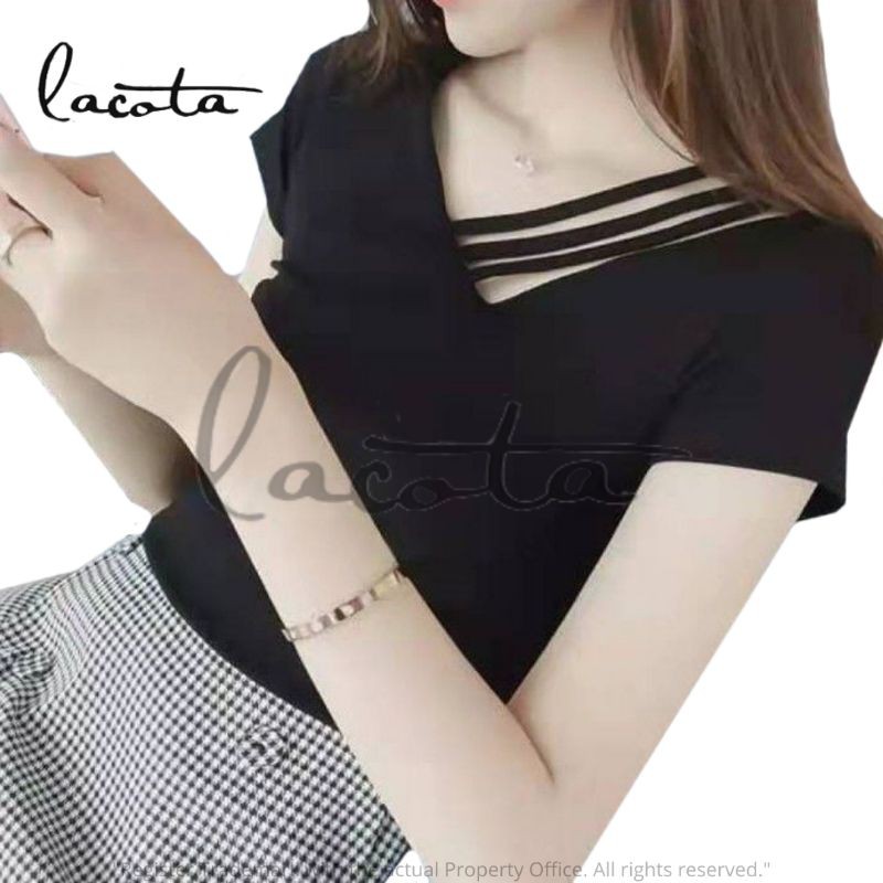 Sexy Plain Blouse Korean Style Blouse with String Design Fashion Trendy ...
