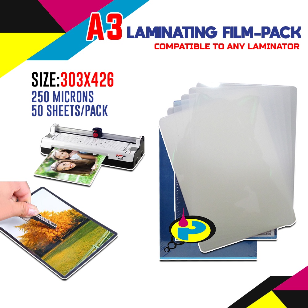 A3 size 303 x 426mm glossy laminating film 250 Microns 50pcs pack ...