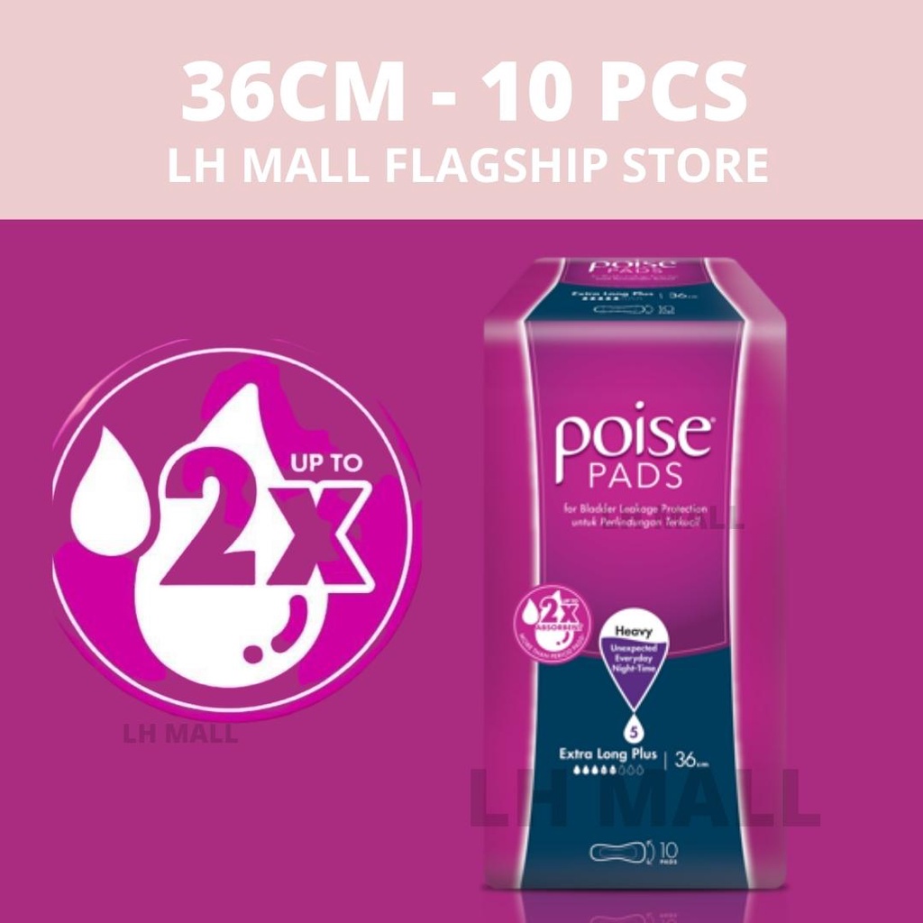 Pads 36CM ( 10S ) - Poise Pads Extra Long Plus Non Wing Incontinence ...