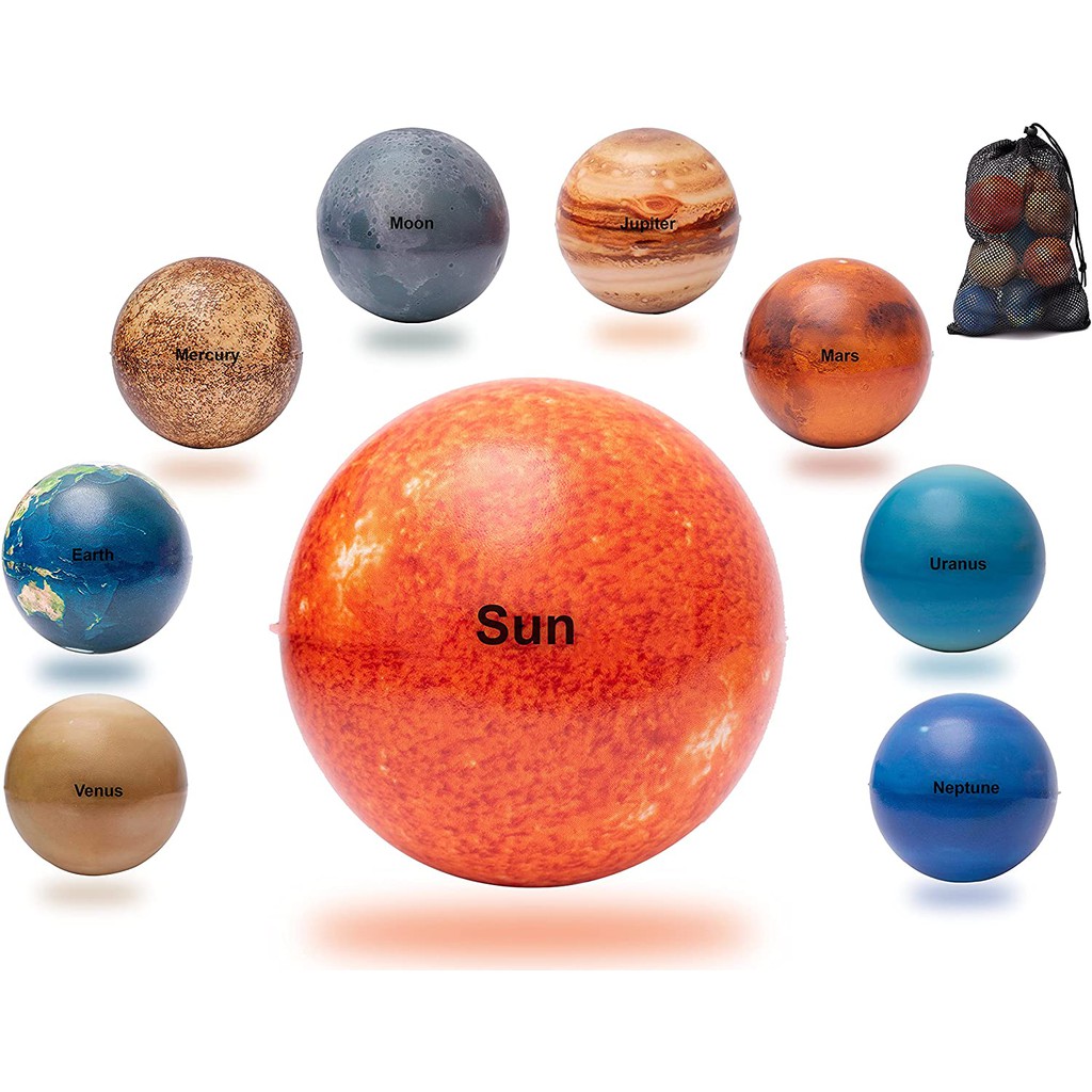 10PCS Solar System Stress Ball for Kids and Adult, with Mesh Storing ...