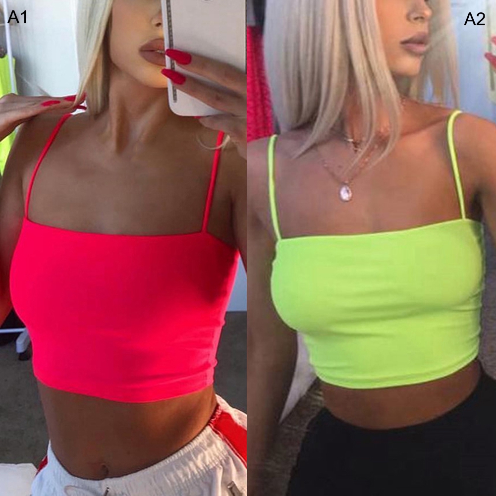Women Crop Top Sexy Backless Camisole Summer Spaghetti Strap Tank Top