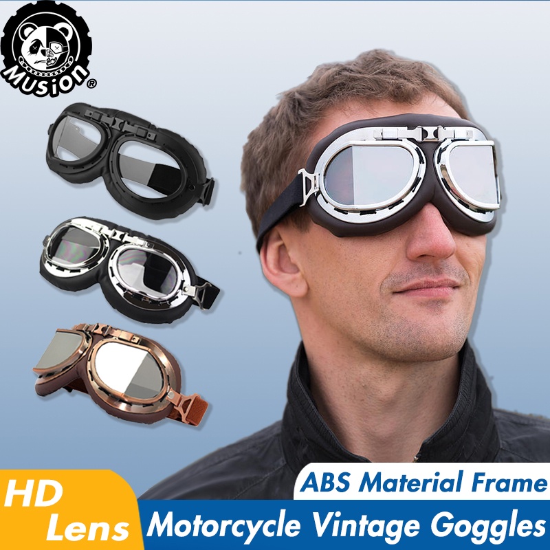 Musion - Retro Glasses Windproof Goggles Dustproof Retro Helmet Goggles ...