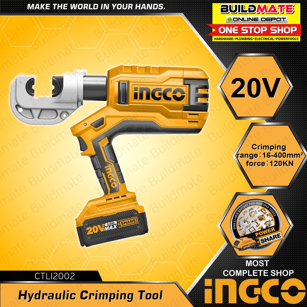INGCO Hydraulic Crimping Tool 20V CTLI2002 POWERSHARE •BUILDMATE• IPT ...
