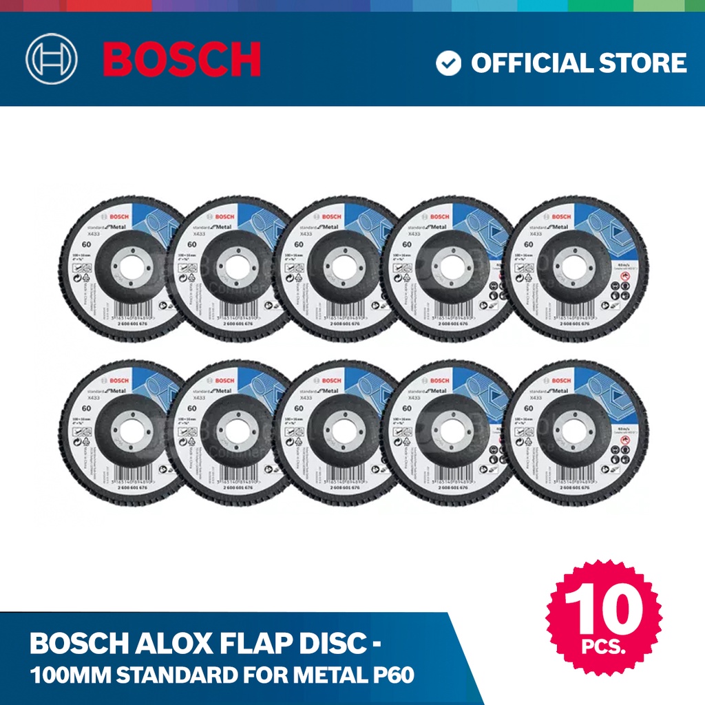 Bosch Alox Flap Disc - 100mm Standard for Metal P60 - (Set of 10 ...