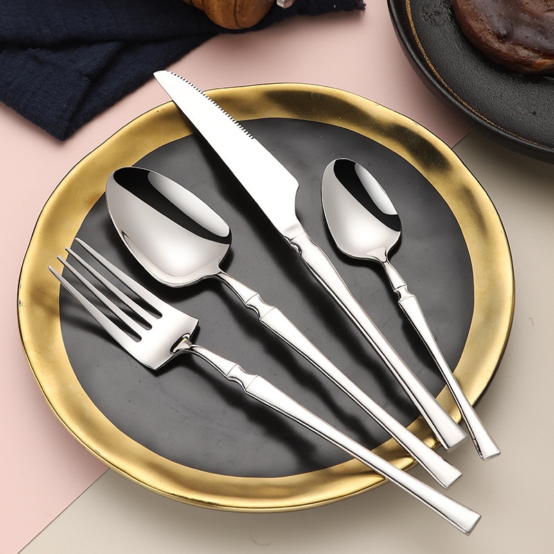 Gold Plated Cutlery Set Elegant Spoon And Fork Knife Stainless Steel ...