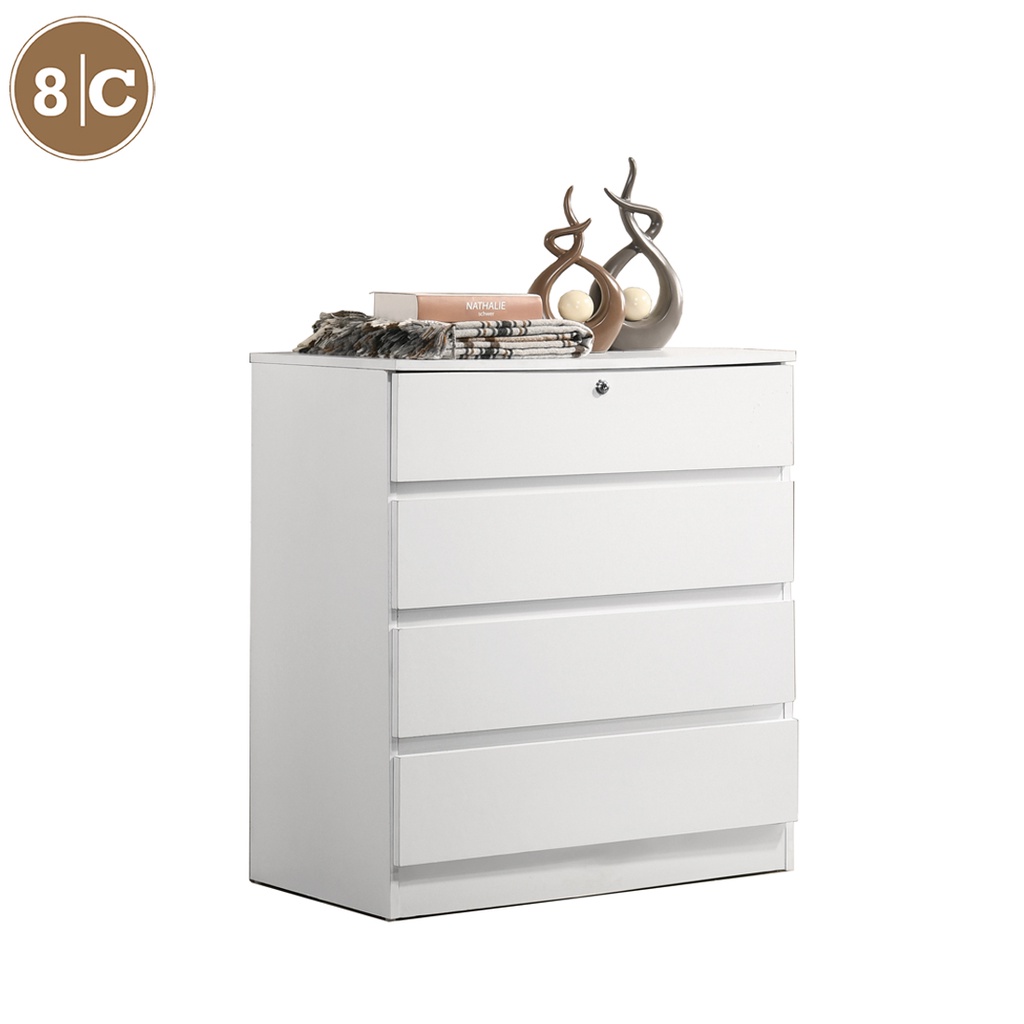 8C Mime Chest of Drawer 4-layers with Lock (White) | Shopee Philippines