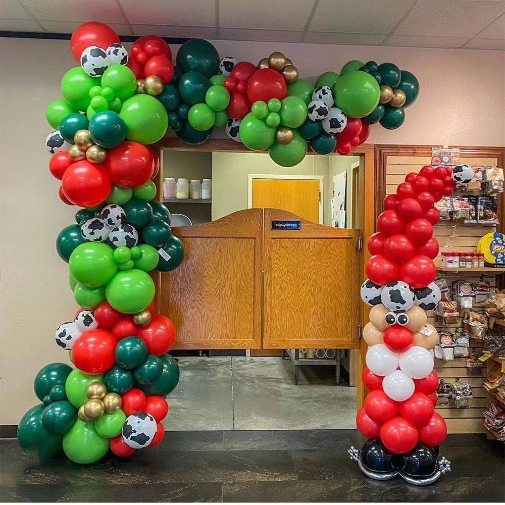 120pcs/set Cow Pattern Red Green Latex Balloon Chain Kids Birthday ...