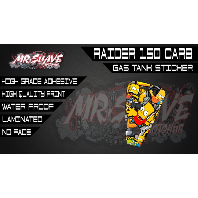 Raider 150 Carb Gas Tank Sticker (Bart) | Shopee Philippines