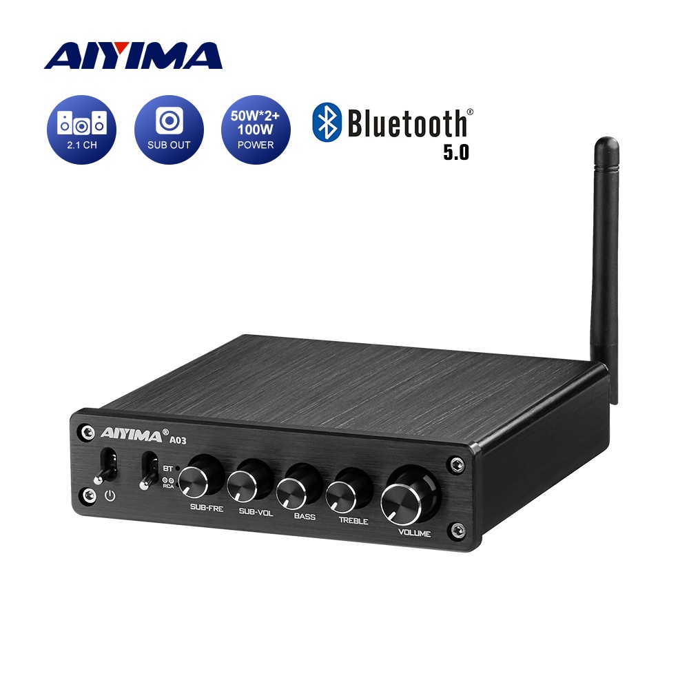 AIYIMA A03 TPA3116 Subwoofer Bluetooth Amplifier HiFi TPA3116D2 2.1 Digital Power Amplifiers ...