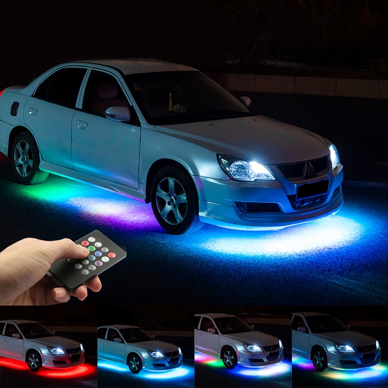 new Music Remote Control RGB LED Strip Under Car Tube Underglow ...