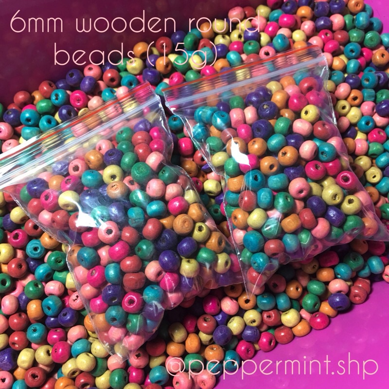 6mm wooden round beads assorted (15g) | Shopee Philippines
