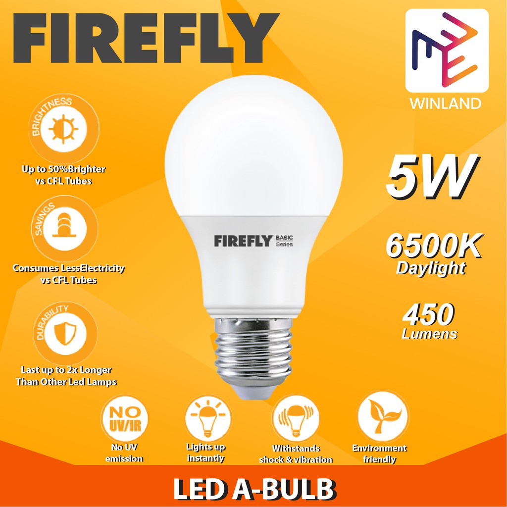 FIREFLY BASIC SERIES LED A-BULB 5W 15000 hours EBI105DL *WINLAND ...