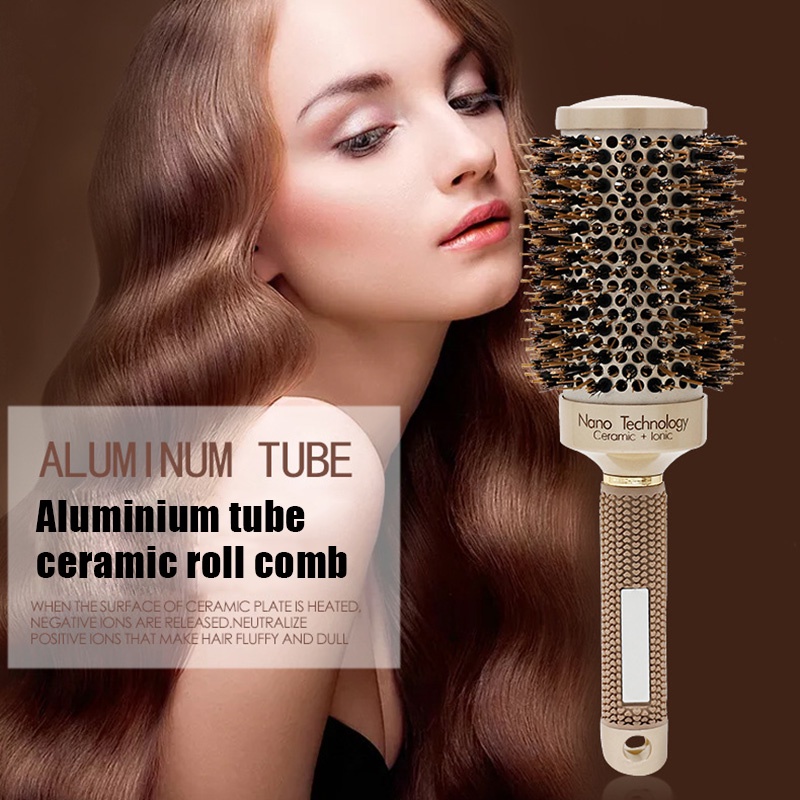 Cylinder Curling Comb Professional Thermal Ceramic Ionic Round Barrel ...