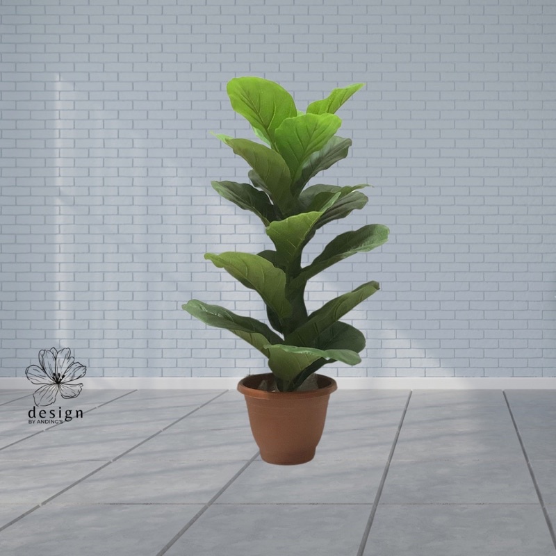 Artificial Fiddle Tree with Pot Faux Plants Trees Set Artificial Plant ...