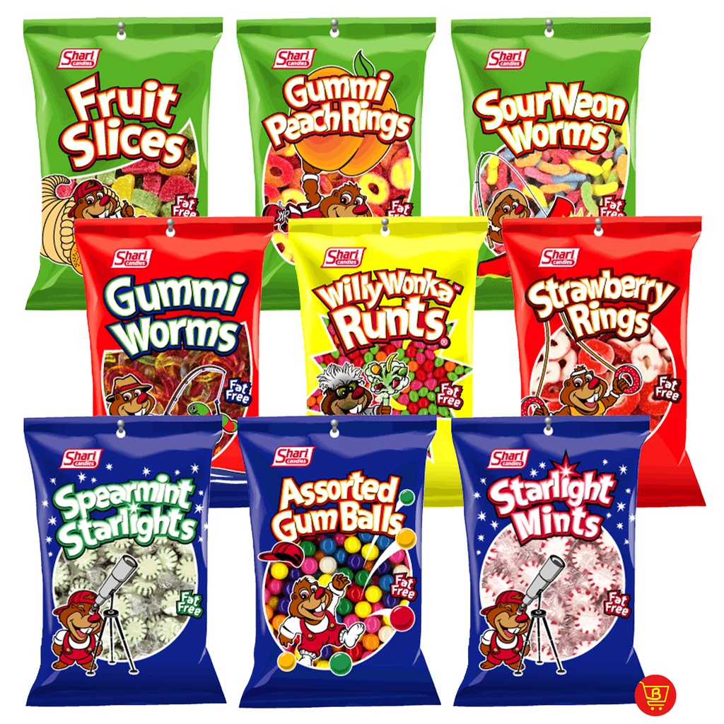 Shari Candies Gumballs, Runts, Gummi Worms, Strawberry Rings ...