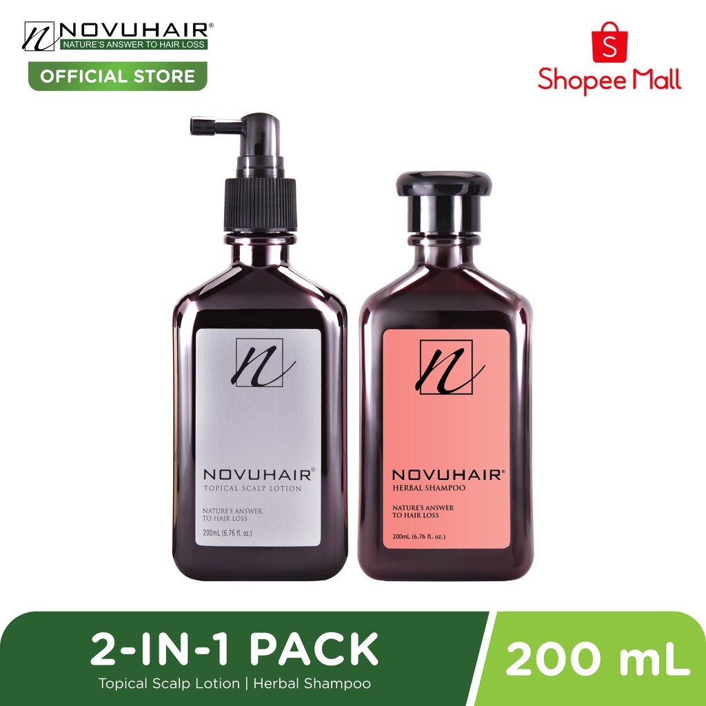 NOVUHAIR Anti-Hair Loss 2-N-1 Pack Topical Scalp Lotion and Herbal ...