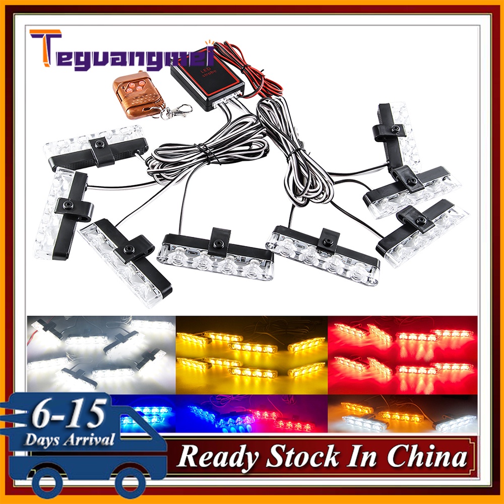 8X4 LED Wireless Remote Strobe Light Grilles Light For Truck Emergency ...