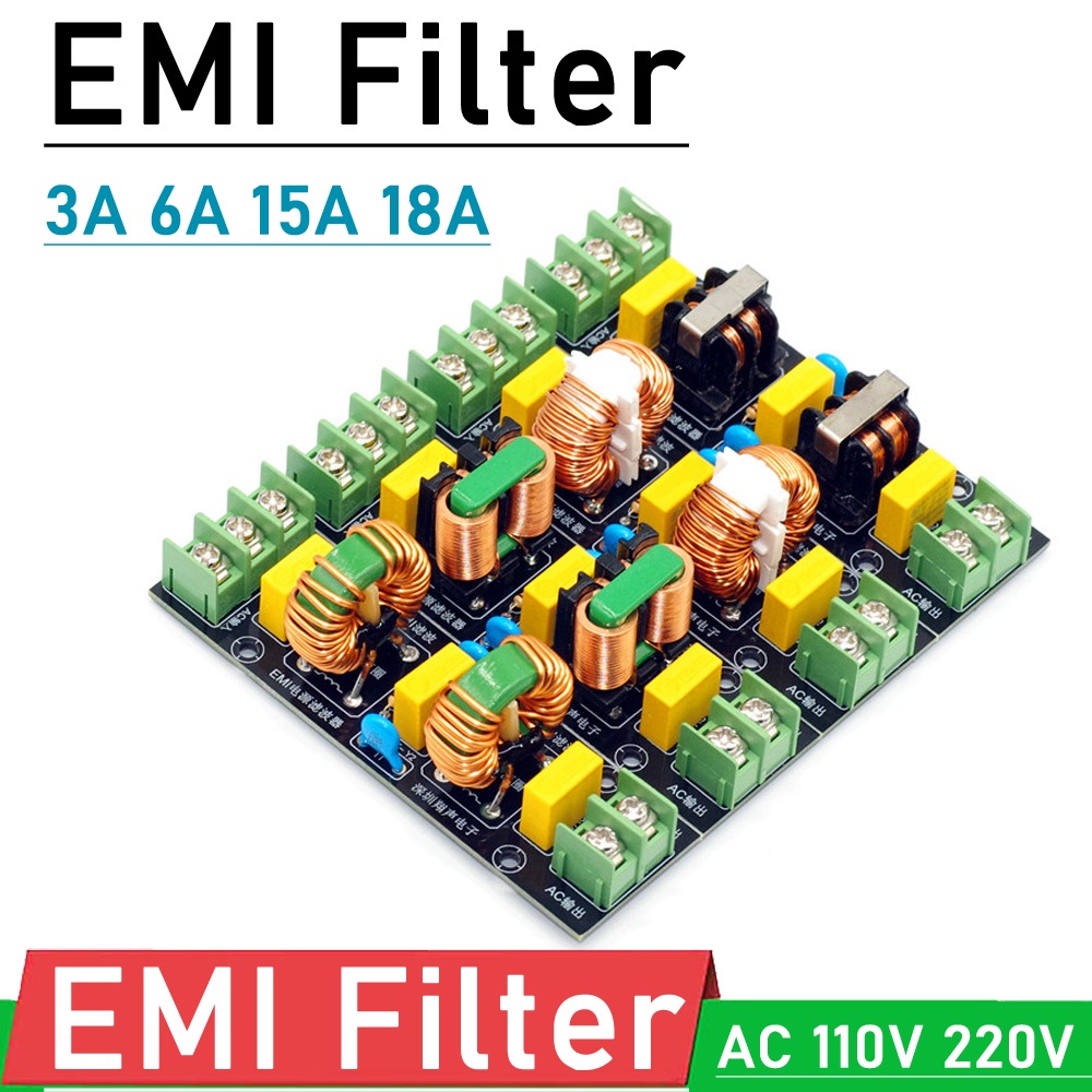 AC 110V 220V EMI filter module 3A 6A 15A 18A anti-interference EMC FCC power Filtering Board ...