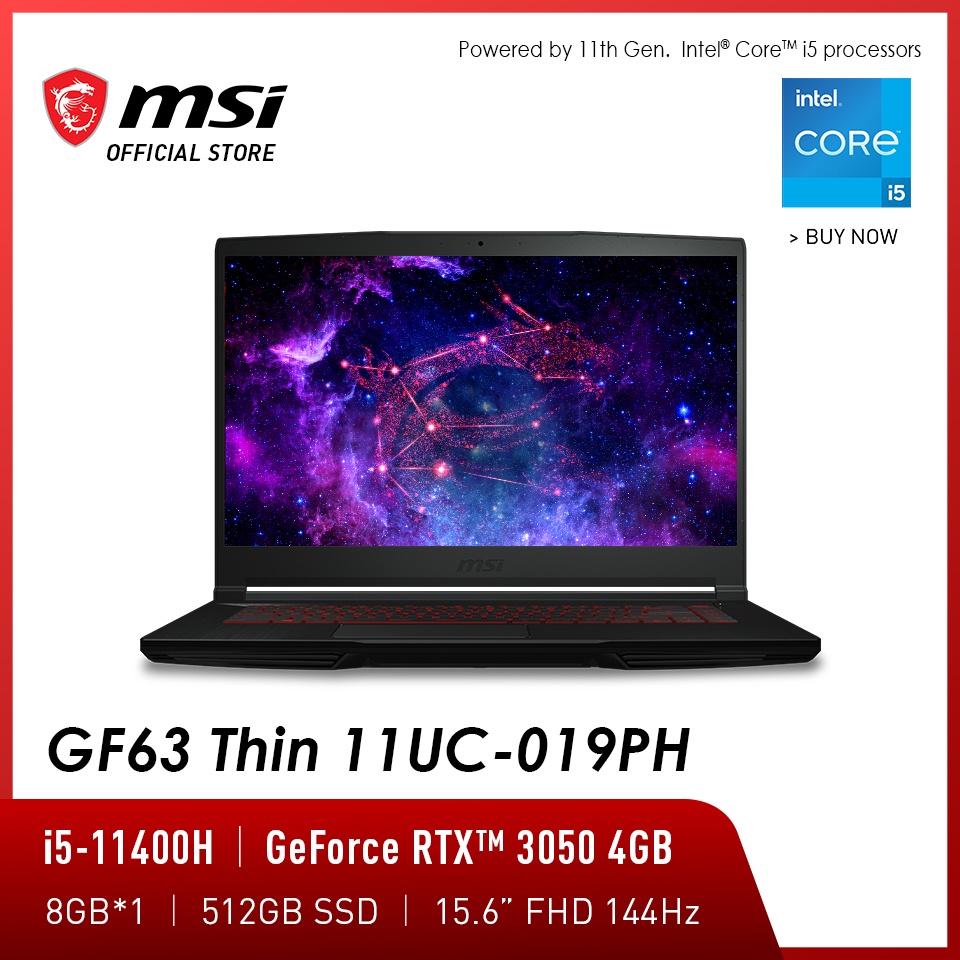 MSI GF63 Thin 11UC-019PH Gaming Laptop (i5-11400H / RTX 3050 / 8GB ...
