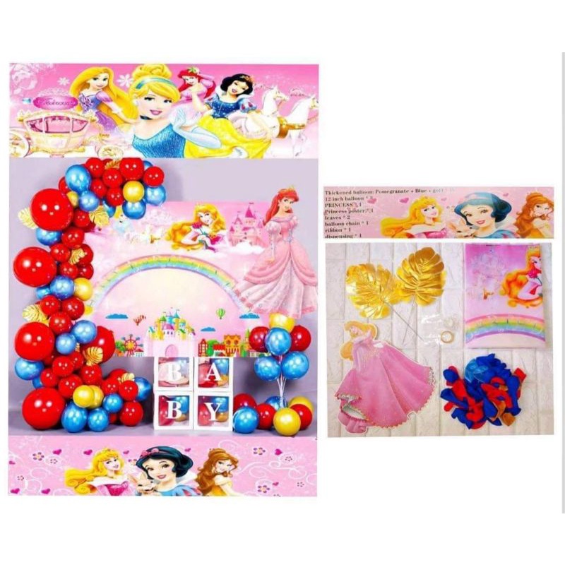 Princess Balloon Garland With Poster Set Happy Birthday Shopee Philippines