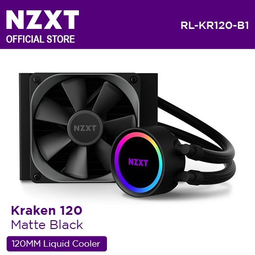 NZXT Kraken 120 Fan Black | AIO RGB CPU Liquid Cooler | 120mm Radiator ...