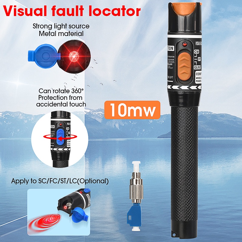 Metal Shell VFL Pen Optical Fault Locator Kit Red Laser Pen 10km ...